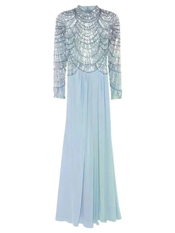 SAIID KOBEISY Bead And Sequin-embellished Dress - Blue