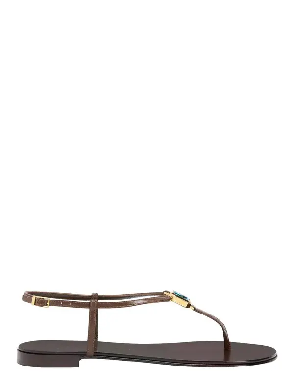 GIUSEPPE ZANOTTI Cameliee Embellished Thong Sandals - Brown