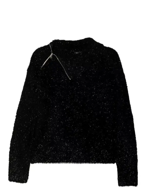 TOUT A COUP Turned-up Neck Sweater - Black
