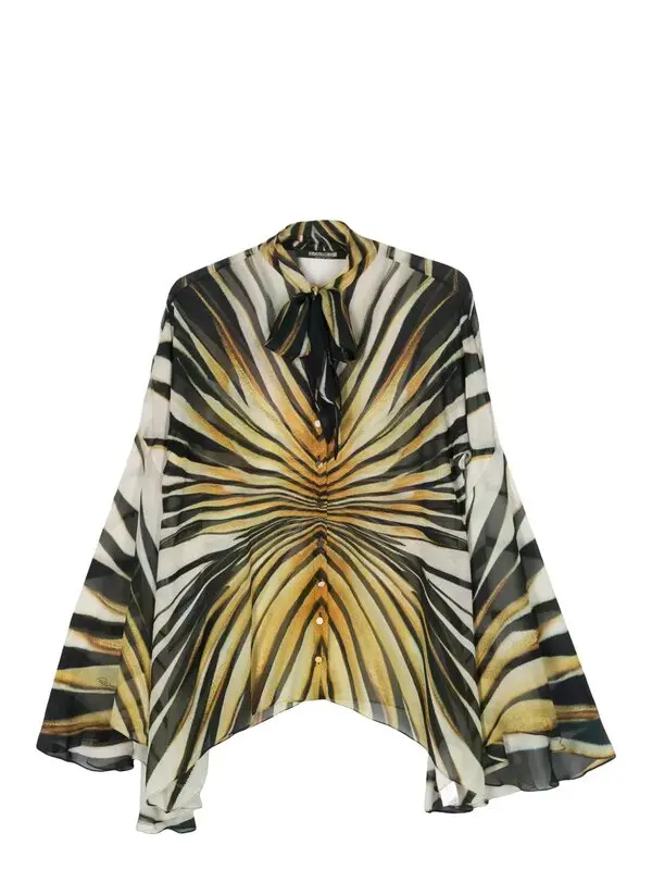Roberto Cavalli Abstract-print Silk Shirt - Black