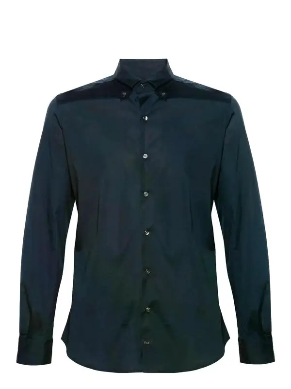 FAY Plain Cotton Shirt - Blue