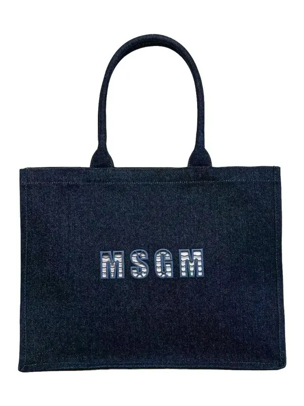 MSGM Logo-appliqué Tote Bag - Blue