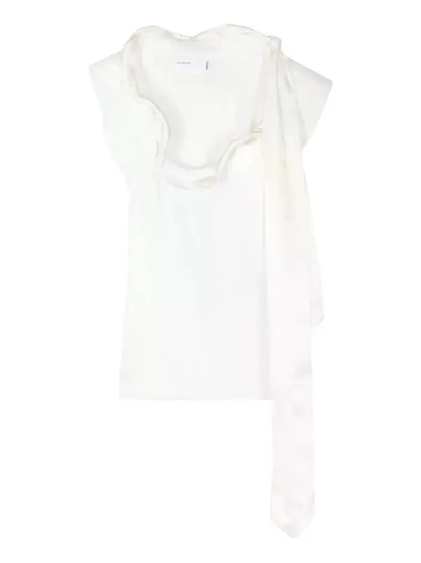 Toga Scarf-detail Ruffle-trim Blouse - White
