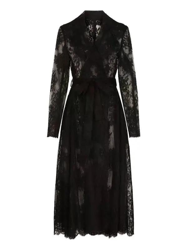 Dolce & Gabbana Lace Panel Long-sleeve Coat - Black