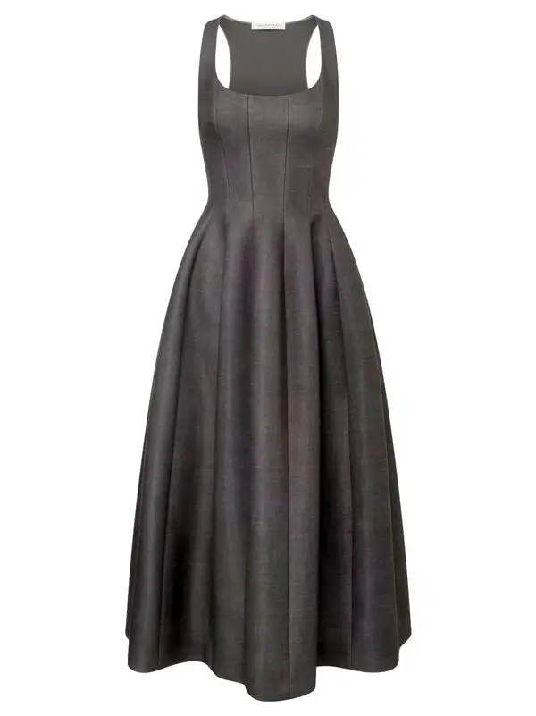 Philosophy Di Lorenzo Serafini Square-neck Full-skirt Midi Dress - Grey