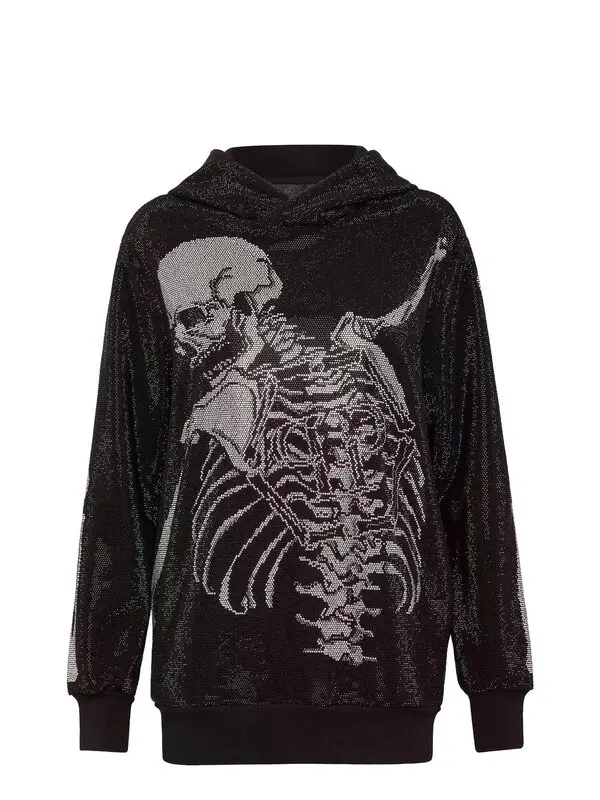 Philipp Plein Rhinestone-embellished Skeleton Hoodie - Black