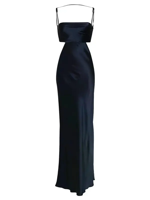 Michelle Mason Plunge Back Silk Dress - Blue