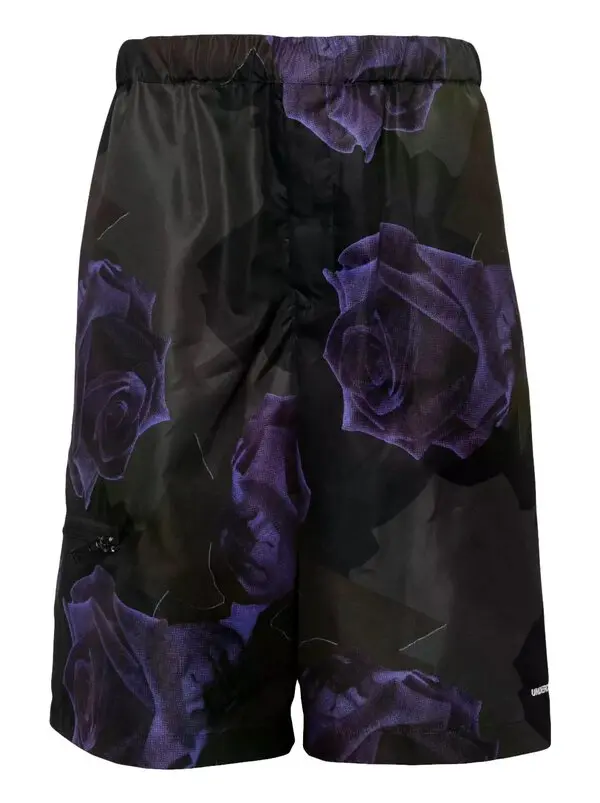 Undercover Rose-print Bermuda Shorts - Black