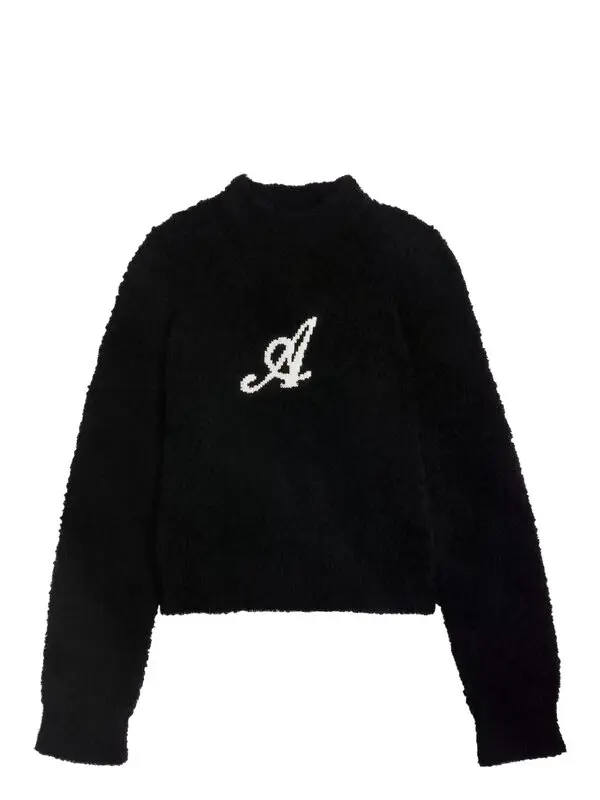Axel Arigato Logo-intarsia Brushed Jumper - Black