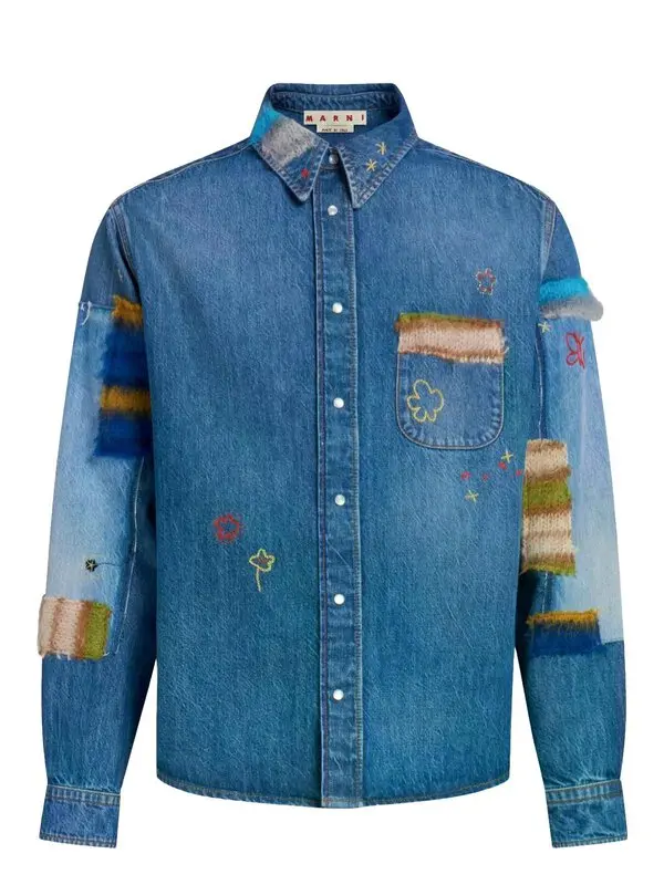 Marni Embroidered Denim Shirt - Blue