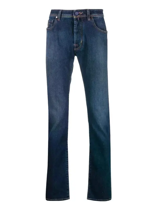 Jacob Cohen Embroidered-logo Slim Jeans - Blue