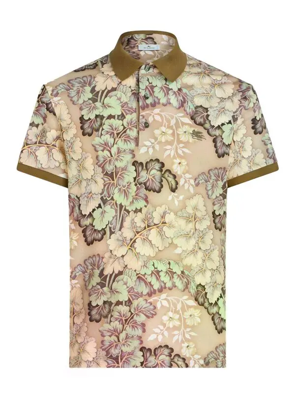 Etro Floral-print Cotton Polo Shirt - Neutrals