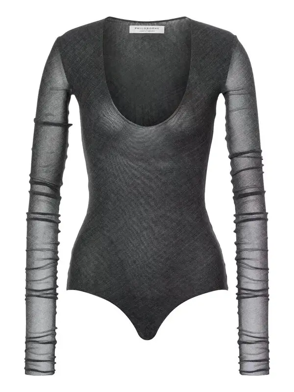 Philosophy Di Lorenzo Serafini U-neck Long-sleeve Bodysuit - Grey