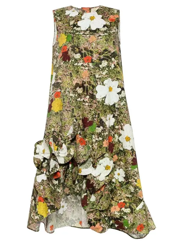 JNBY Floral-print Cotton Midi Dress - Neutrals