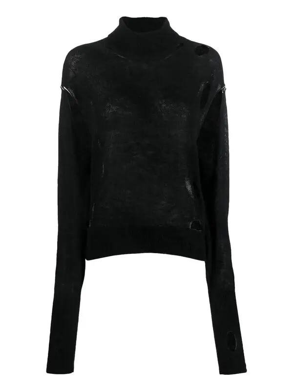 MAISON MARGIELA Distressed High-neck Jumper - Black