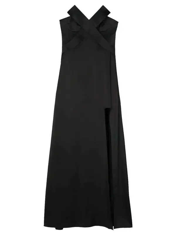 GENNY X-embellished Long Dress - Black