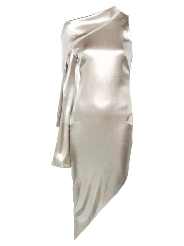 GENNY Asymmetric Cut-out Midi Dress - Silver