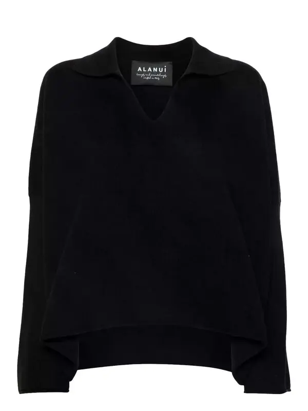 Alanui Finest Ribbed Polo Top - Black