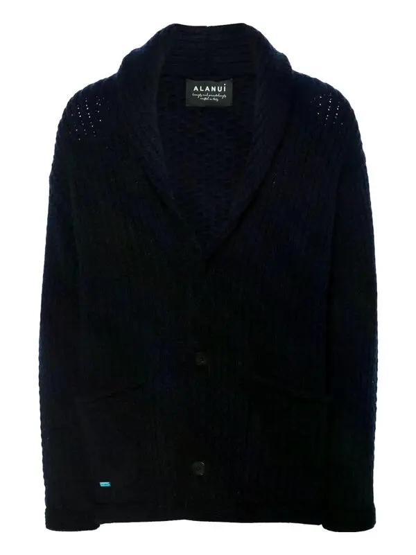 Alanui Cable-knit Cotton-cashmere Cardigan - Blue
