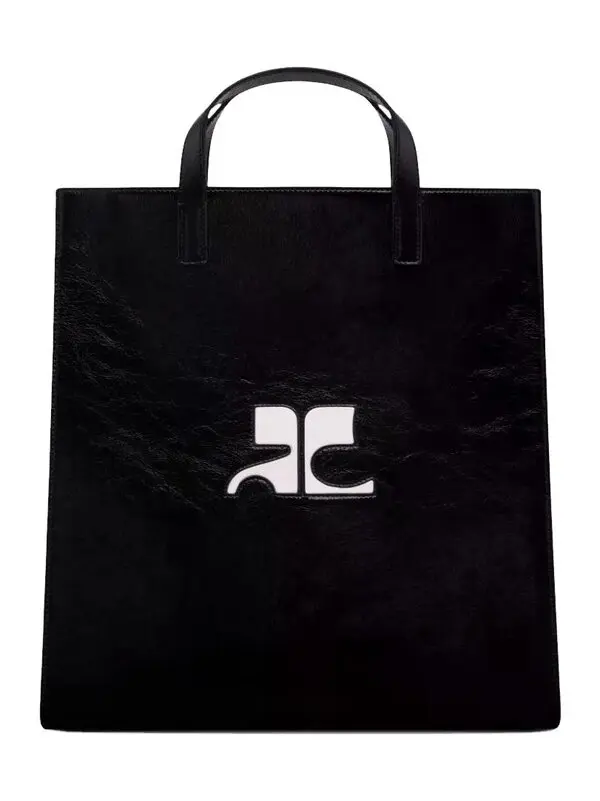 COURREGES Heritage Leather Tote Bag - Black