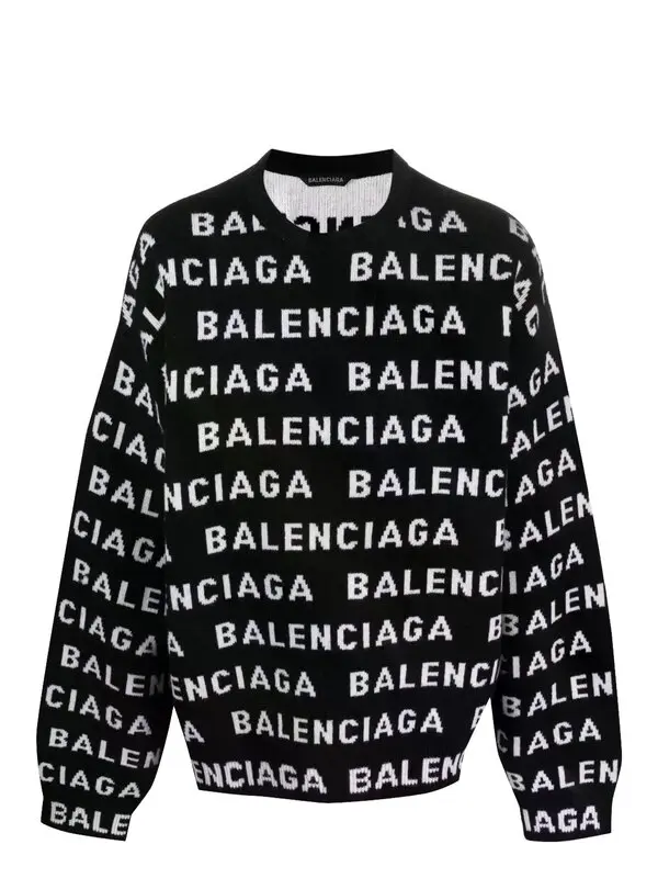 Balenciaga Intarsia-knit Logo Jumper - Black