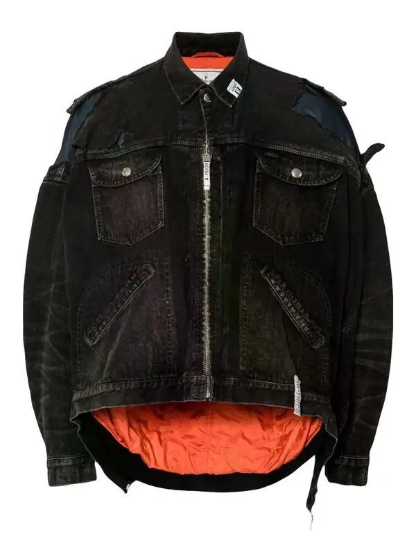 Mihara Yasuhiro Layered Denim Bomber Jacket - Black