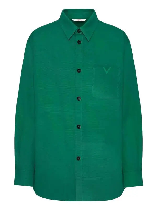 Valentino Garavani Vlogo Signature Stretch-cotton Shirt Jacket - Green