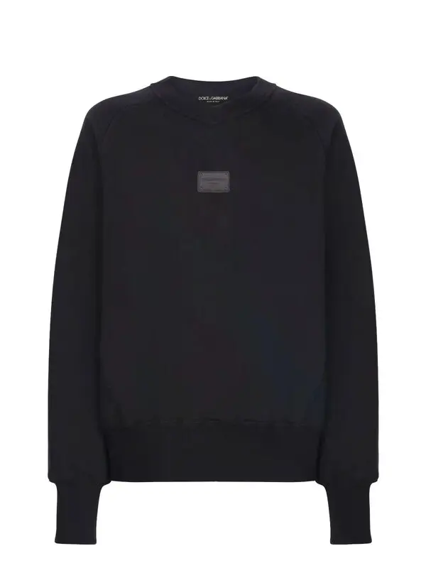 Dolce & Gabbana Logo-plaque Cotton Sweatshirt - Blue