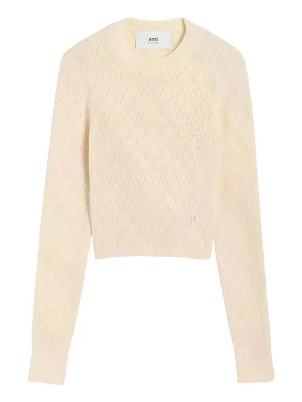 AMI Paris De Coeur Cotton-blend Top - Neutrals