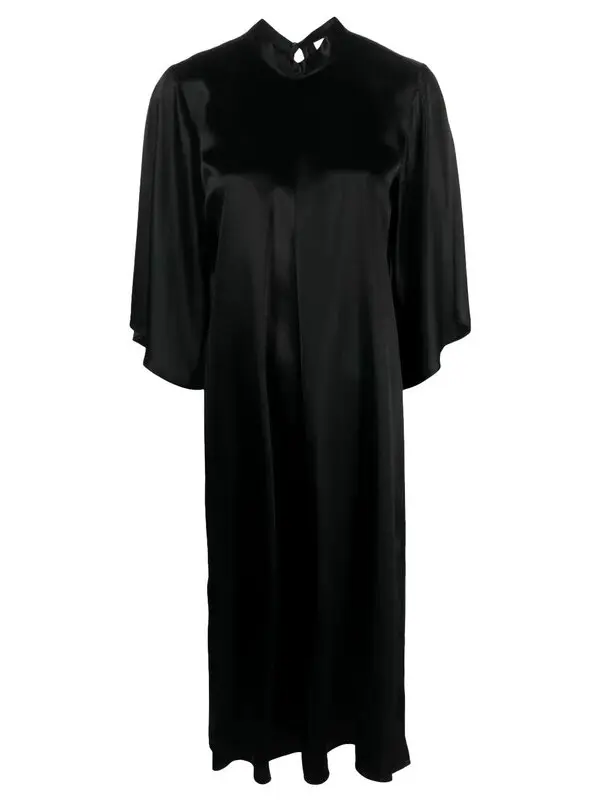 FORTE_FORTE Satin Shift Midi Dress - Black