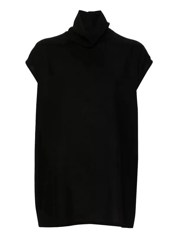 Rick Owens Roll-neck Crepe Top - Black