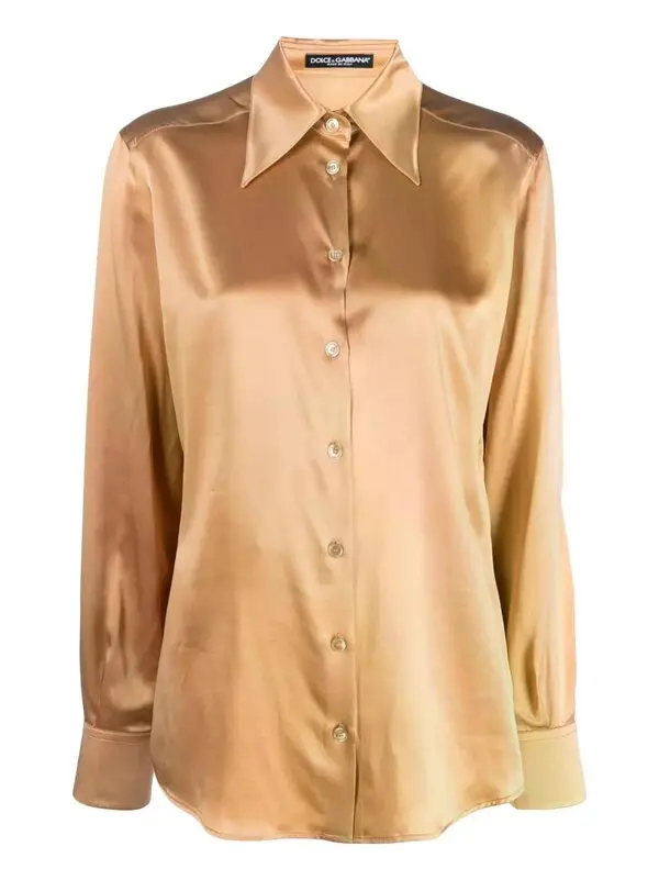 Dolce & Gabbana Satin-finish Silk Shirt - Neutrals