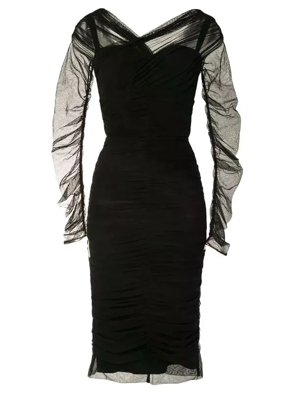 Dolce & Gabbana Draped Midi Dress - Black