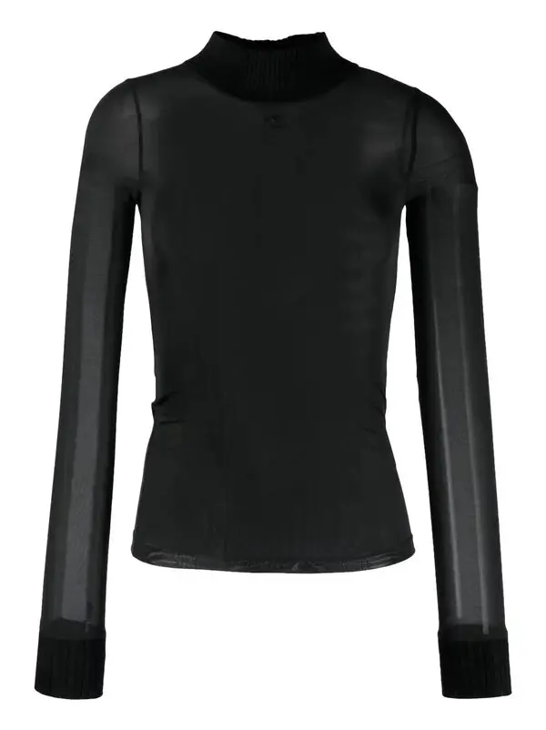 COURREGES Re-edition Second Skin Logo T-shirt - Black
