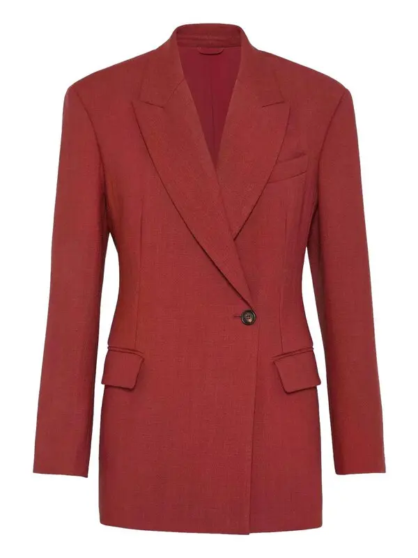 Brunello Cucinelli Double-breasted Wool Blazer - Red