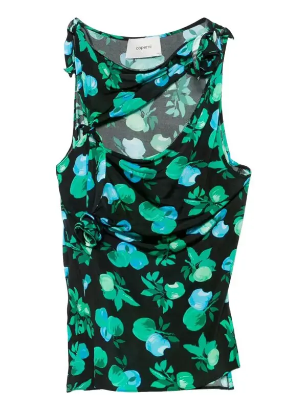 Coperni Flower Asymmetric Top - Black