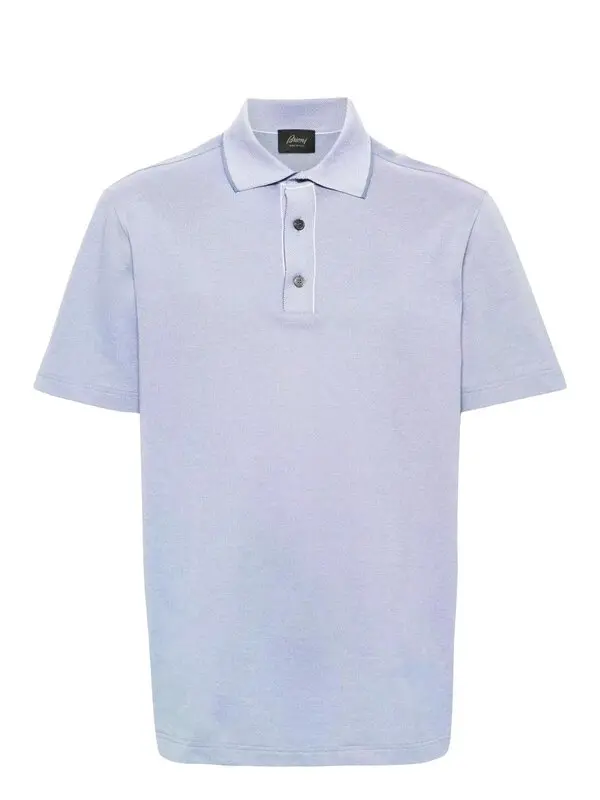 Brioni Piqué Cotton Polo Shirt - Blue
