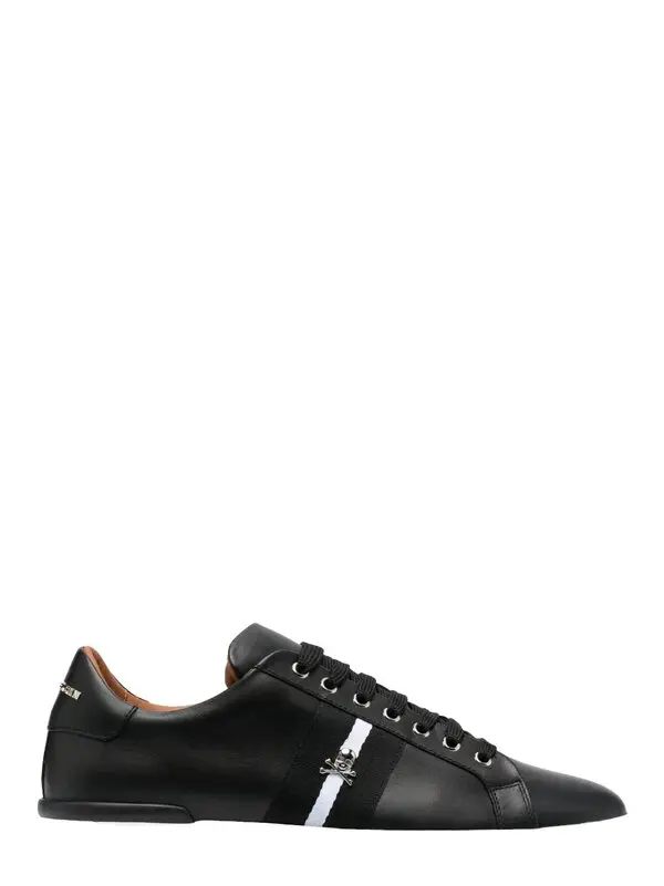 Philipp Plein Skull-plaque Striped Low-top Sneakers - Black