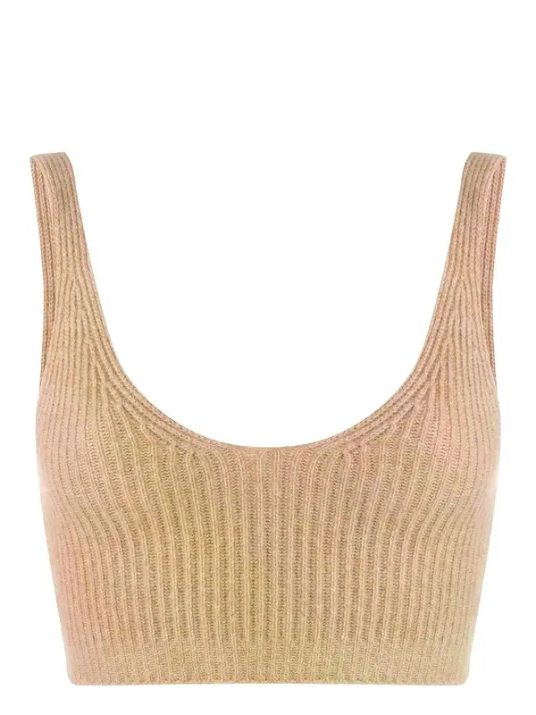 Cashmere In Love Reese Ribbed-knit Cropped Vest - Neutrals