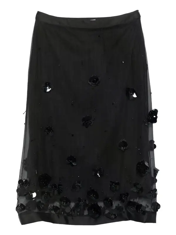 Viktor & Rolf Bead-embellished Silk Organza Midi Skirt - Black