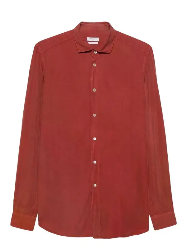 Boglioli Long-sleeve Tonal Stitching Shirt - Red