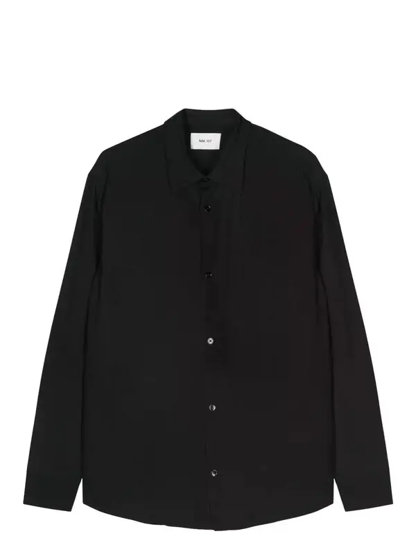 Nn07 Freddy Seersucker Shirt - Black