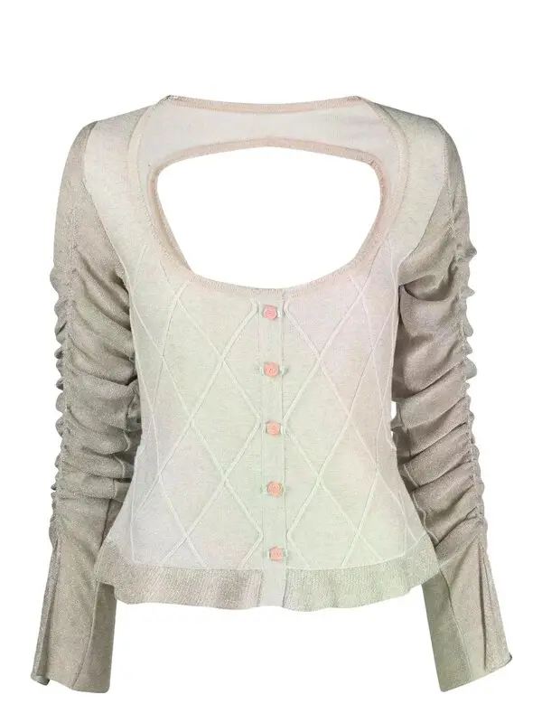 CORMIO Elena Draped-sleeve Cardigan - Neutrals