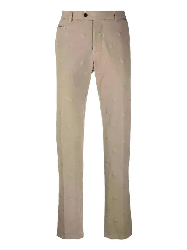 Philipp Plein Embroidered Skull Trousers - Neutrals