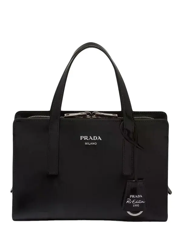 Prada Mini Re-edition 1995 Brushed-leather Tote Bag - Black