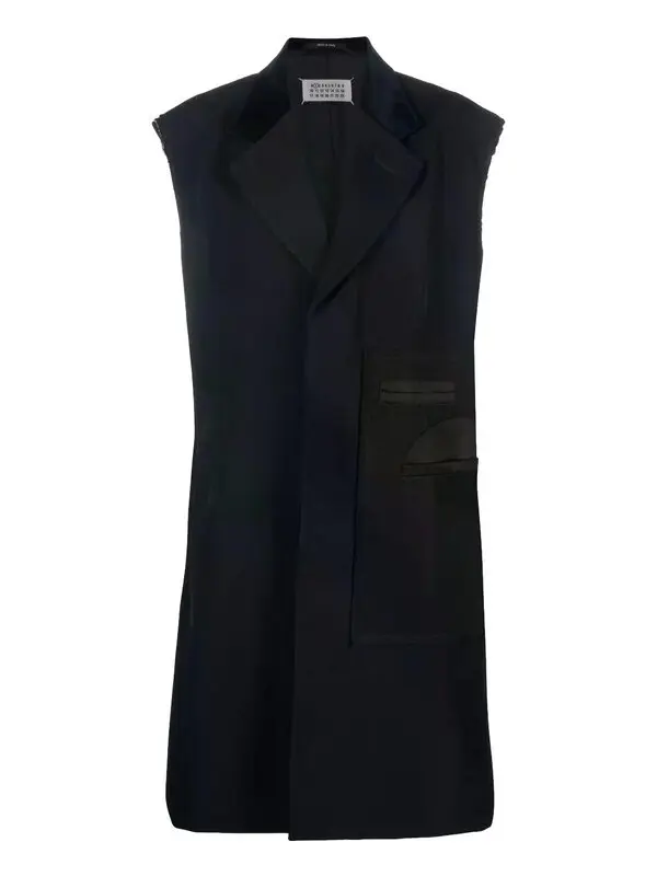MAISON MARGIELA Sleeveless Raw-cut Coat - Blue