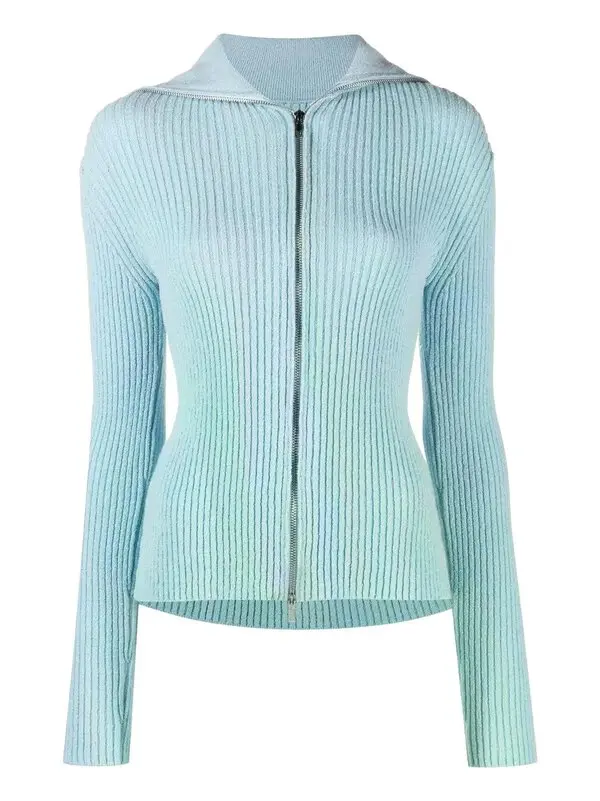 Nanushka Rib-knit Zipped Cardigan - Blue