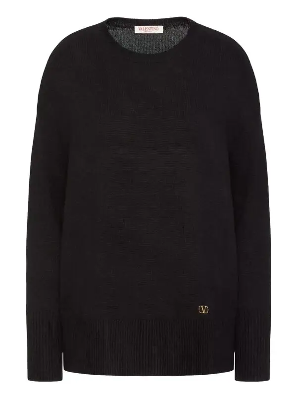 Valentino Garavani Vlogo Plaque Cashmere Sweater - Black