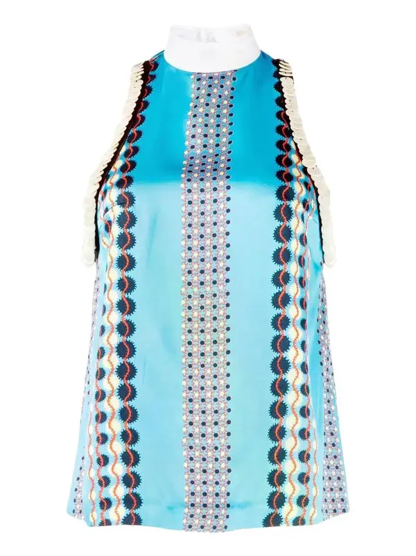 WALES BONNER Sleeveless Satin Top - Blue