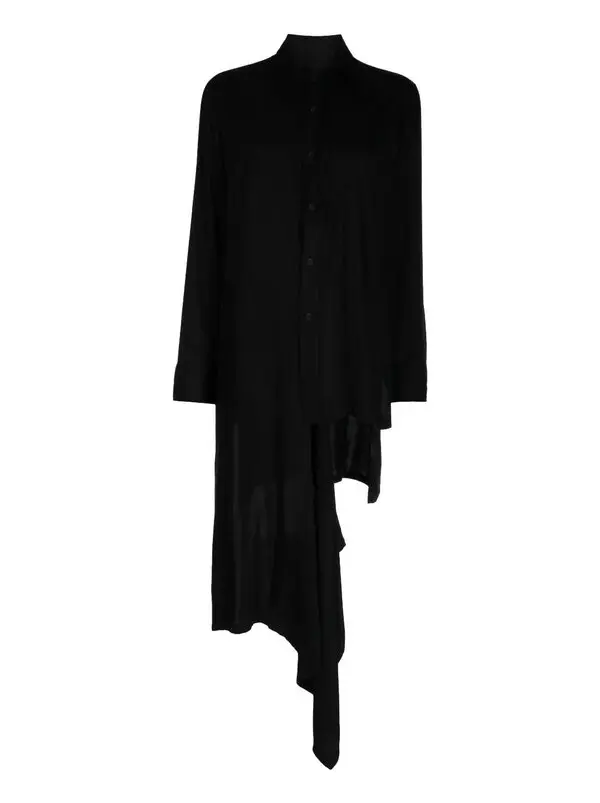 Yohji Yamamoto Asymmetric Long-sleeve Shirtdress - Black